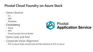 Using Pivotal Cloud Foundry across Azure and Azure Stack | PPT