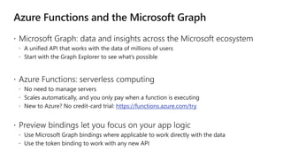 Azure Functions and Microsoft Graph | PPTX