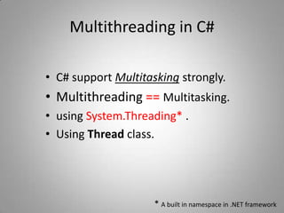 Threading in C# | PPTX