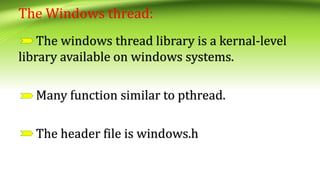 What are thread libraries in operating system | PPTX