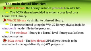 What are thread libraries in operating system | PPTX