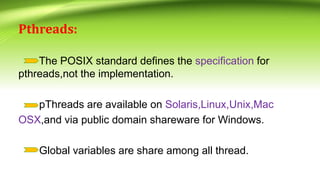 What are thread libraries in operating system | PPTX