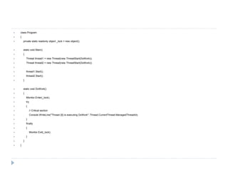 Threads and synchronization in C# visual programming.pptx