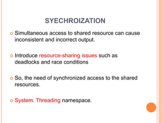 C# Thread synchronization | PPT