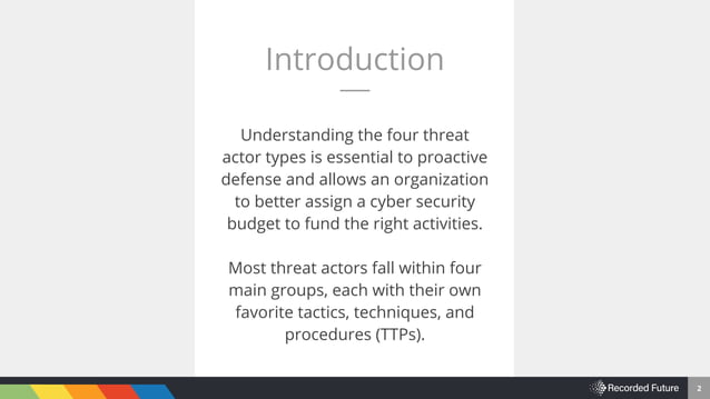 Proactive Defense: Understanding the 4 Main Threat Actor Types | PDF ...