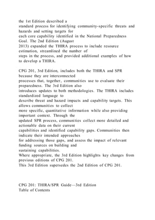 Threat and Hazard Identificationand Risk Assessment (THIRA) | DOCX