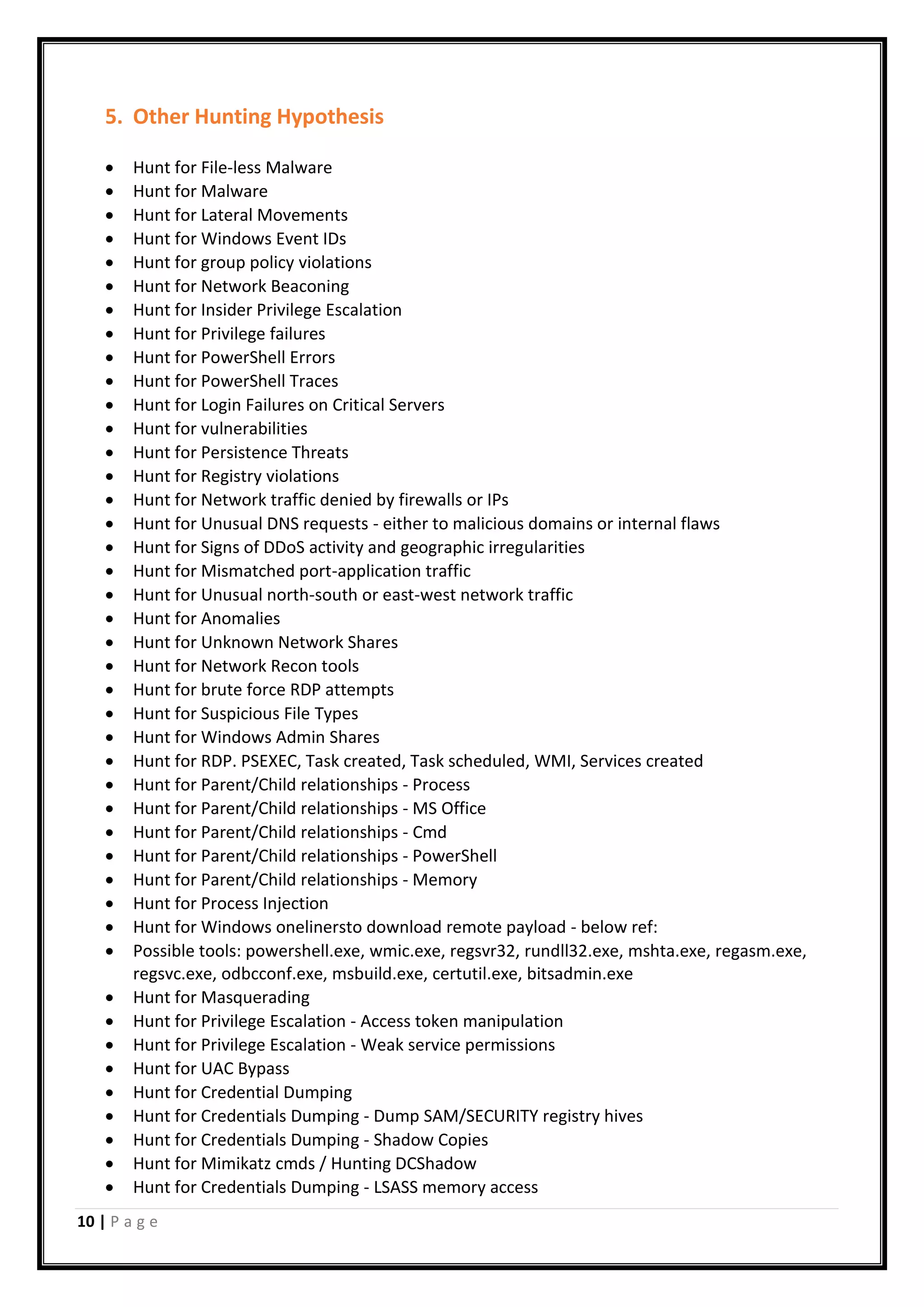 Threat Hunting Procedures and Measurement Matrice | PDF