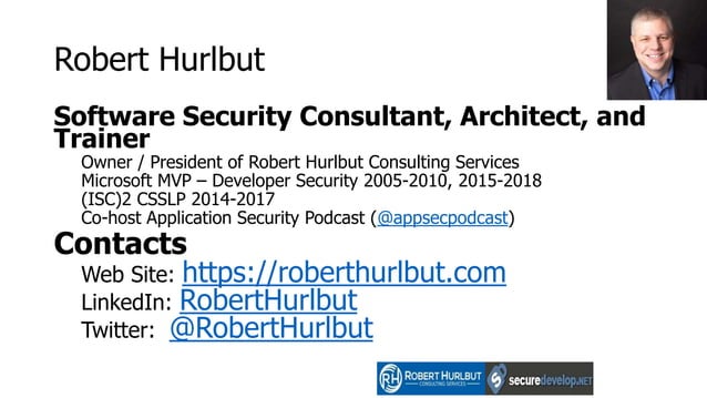 Threat Modeling workshop by Robert Hurlbut | PPT