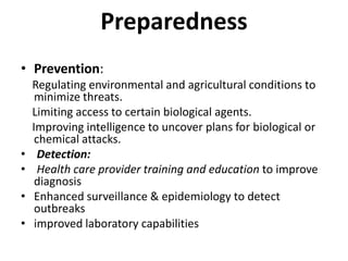 Threats and preventions of bioterrorism | PPTX