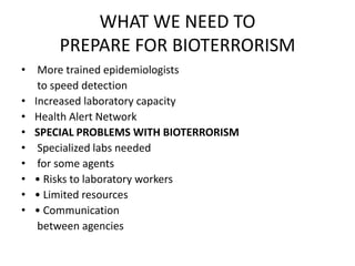 Threats and preventions of bioterrorism | PPTX