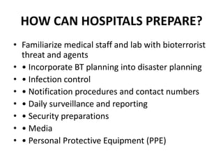Threats and preventions of bioterrorism | PPTX