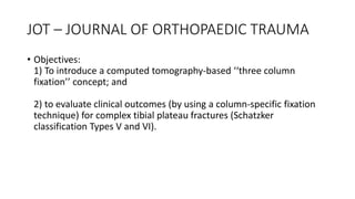 Three column fixation for complex PROXIMAL TIBIA FRACTURES | PPTX
