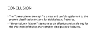 Three column fixation for complex PROXIMAL TIBIA FRACTURES | PPTX