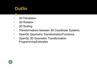 Three dimensional geometric transformations | PPTX