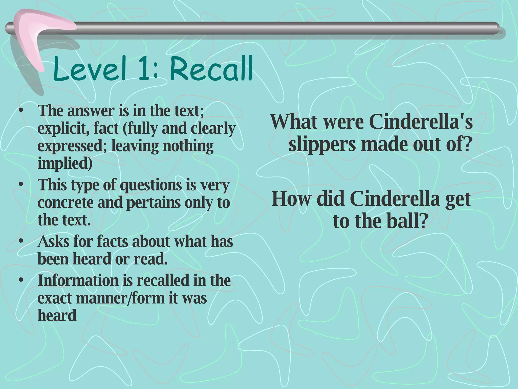 Three Levels Of Questions | PPT