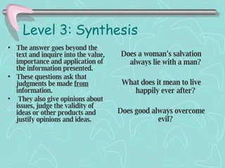 Three Levels Of Questions | PPT