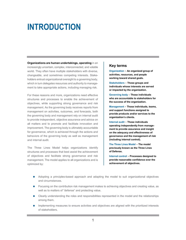 Three lines model updated, IIA update model tiga lapis pertahanan risiko