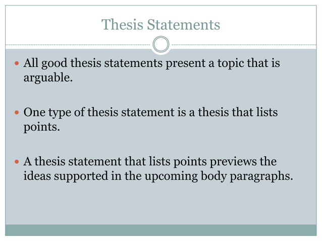 Thesis Statements with Points Listed | PPTX | Education