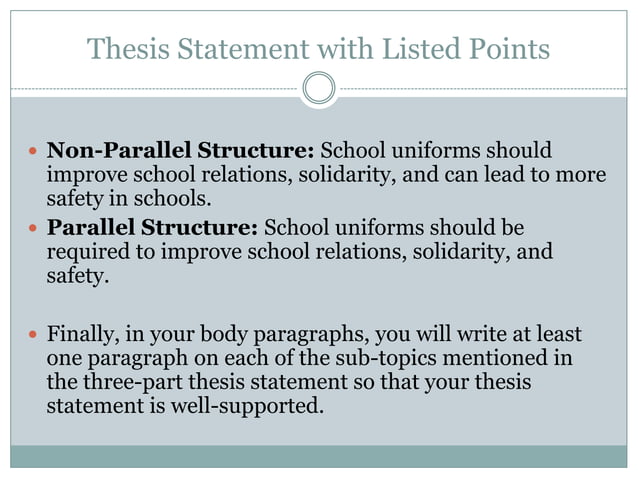 Thesis Statements with Points Listed | PPTX | Education