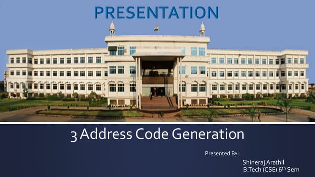 Three address code In Compiler Design | PPTX