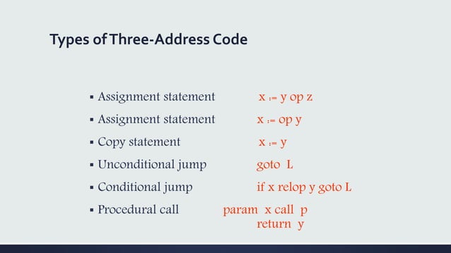 Three address code In Compiler Design | PPTX
