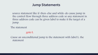 Three address code In Compiler Design | PPTX