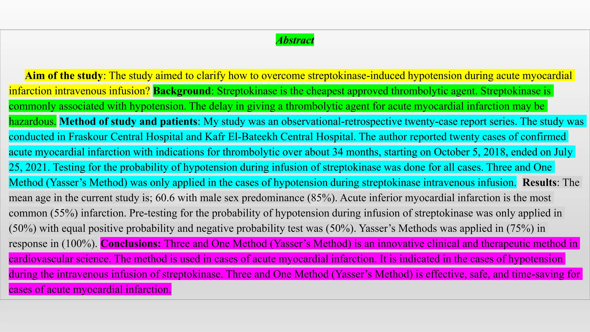Three and One Method (Yasser’s Method) to Overcome Streptokinase ...
