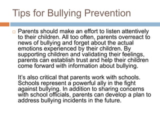 Three Bullying Prevention Tips for Parents | PPTX