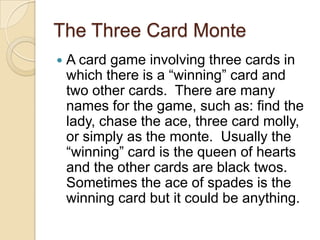 Three card monte presentation | PPTX