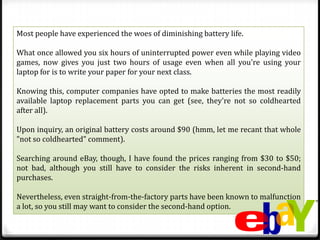 Three cheap laptop computer replacement parts on ebay