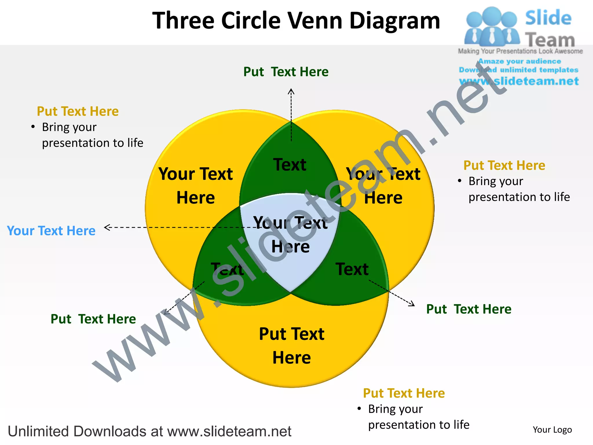 Three circle venn diagram powerpoint diagrame templates 0712 | PDF
