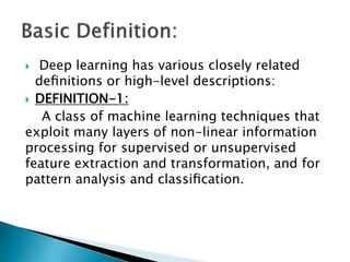 Three classes of deep learning networks | PPTX
