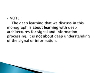 Three classes of deep learning networks | PPTX