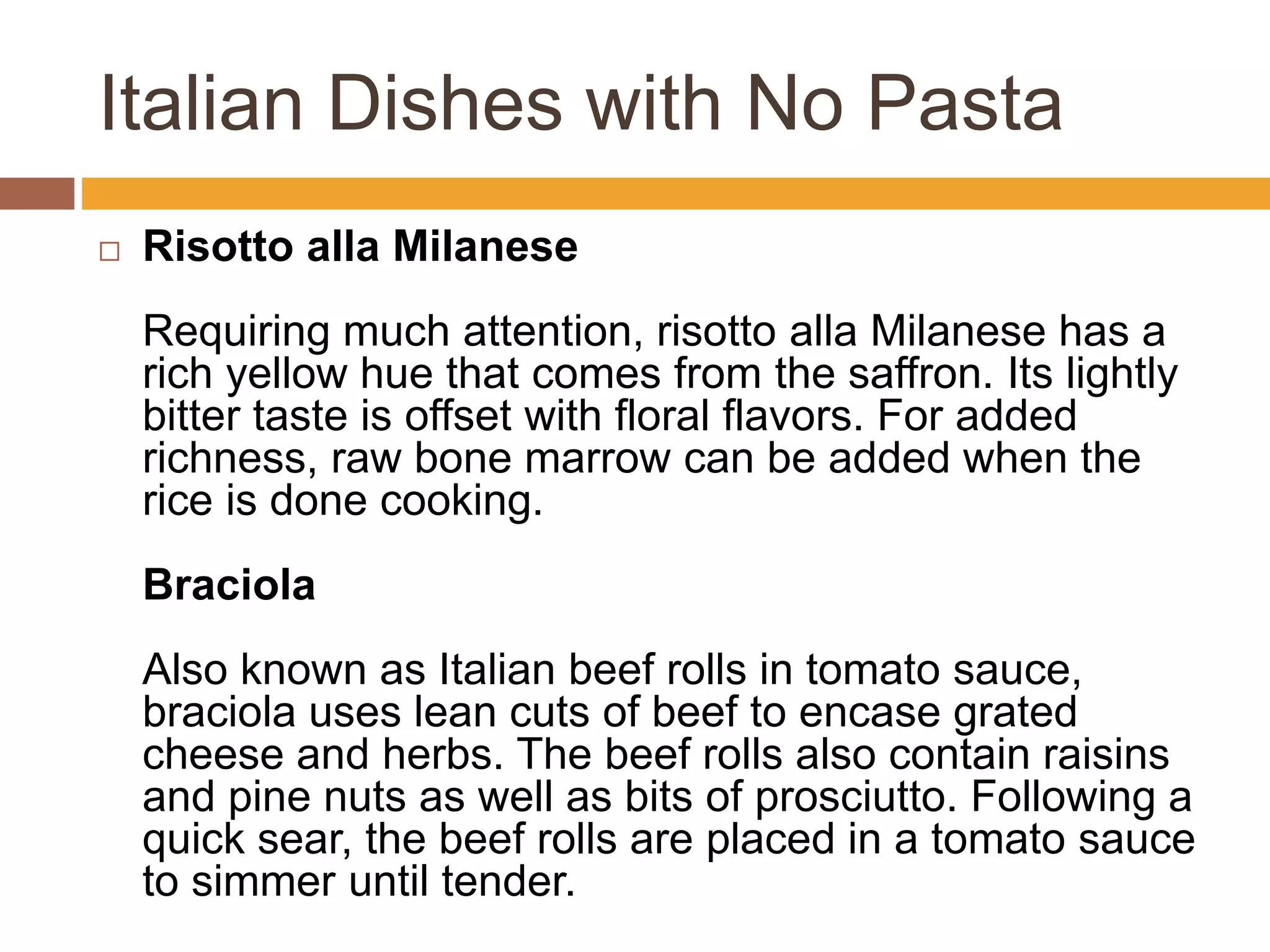 Three Classic Italian Dishes with No Pasta | PPTX