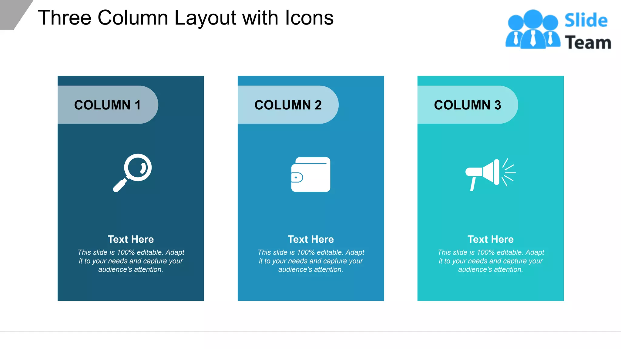 Three Column Layout With Icons | PPT