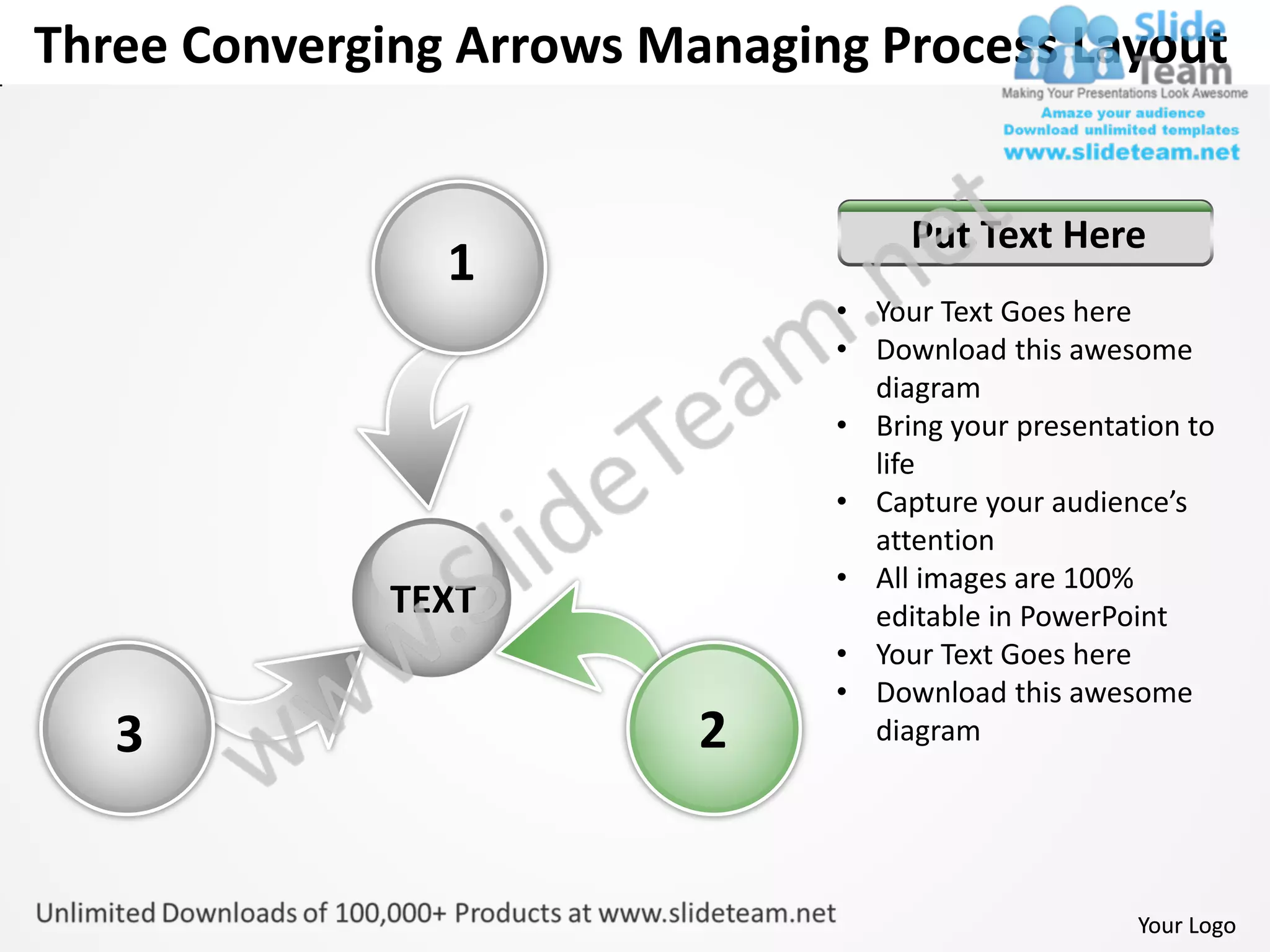 Three converging arrows managing process layout cycle network power ...