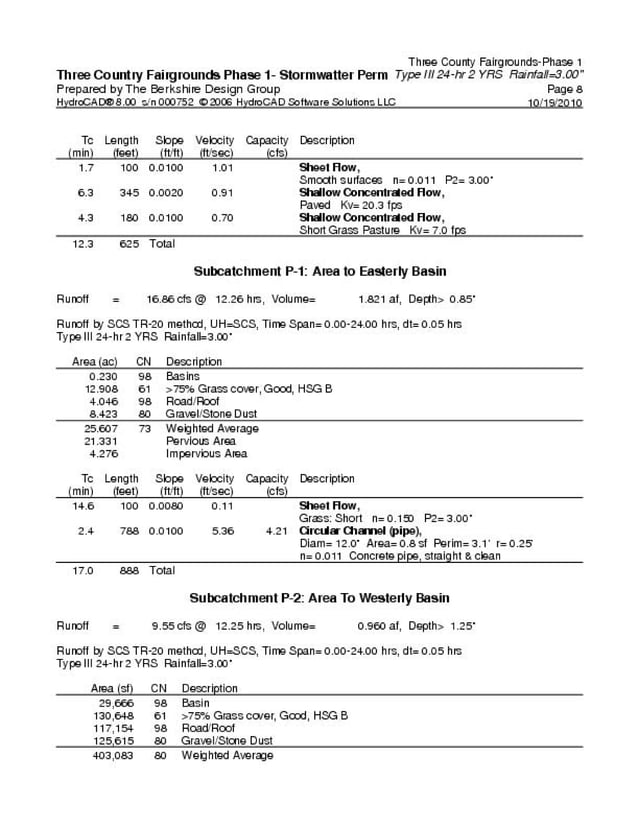 Three County Fairgrounds Stormwater Drainage Report 10-01-2010 | PDF