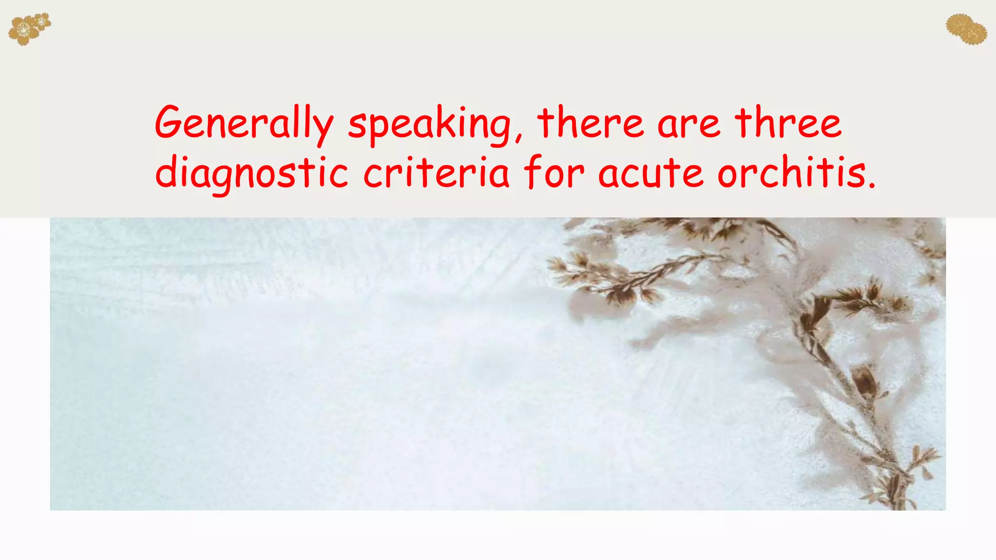 Three Diagnostic Criteria For Acute Orchitis | PPTX