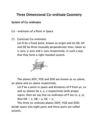 Three Dimensional Co-ordinate Geometry - SSC Maths Preparation | PDF
