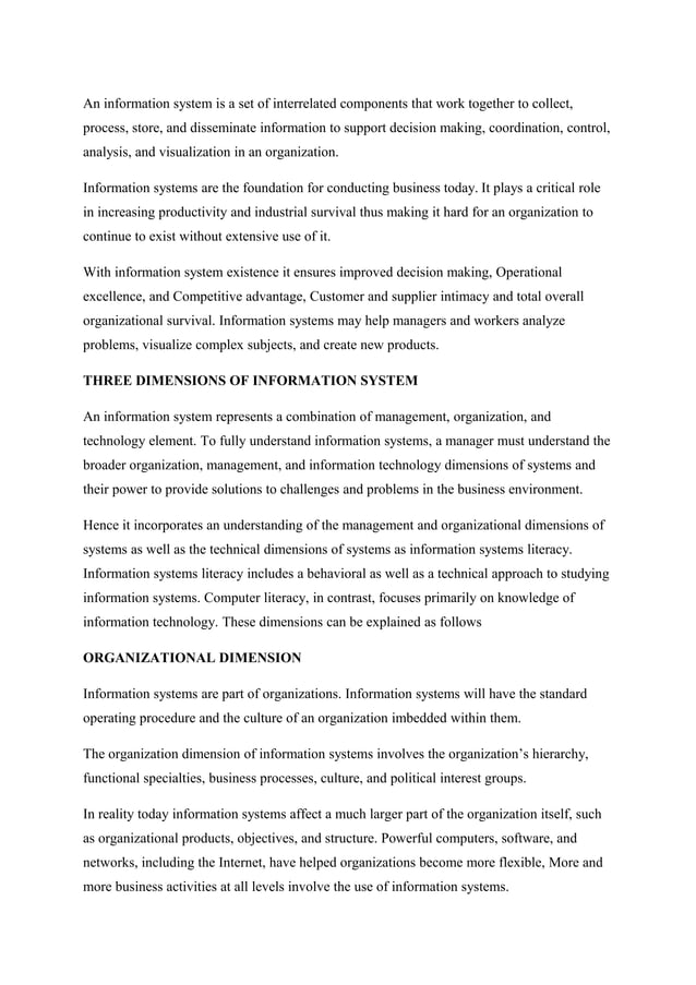 Three dimensions of information systems | DOC