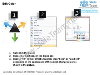 Three diverging arrows pointing direction circular flow process power ...