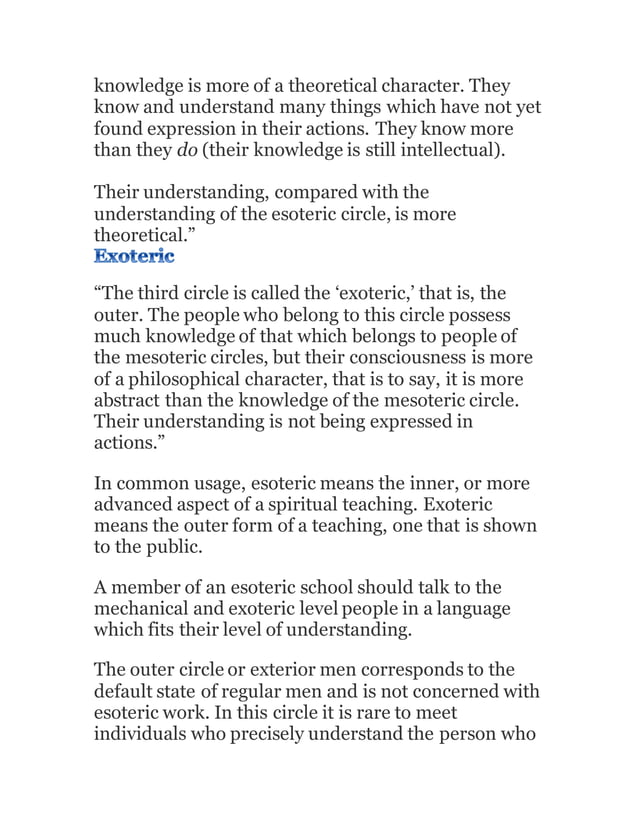Three explanations exoteric, mesoteric or esoteric. | PDF