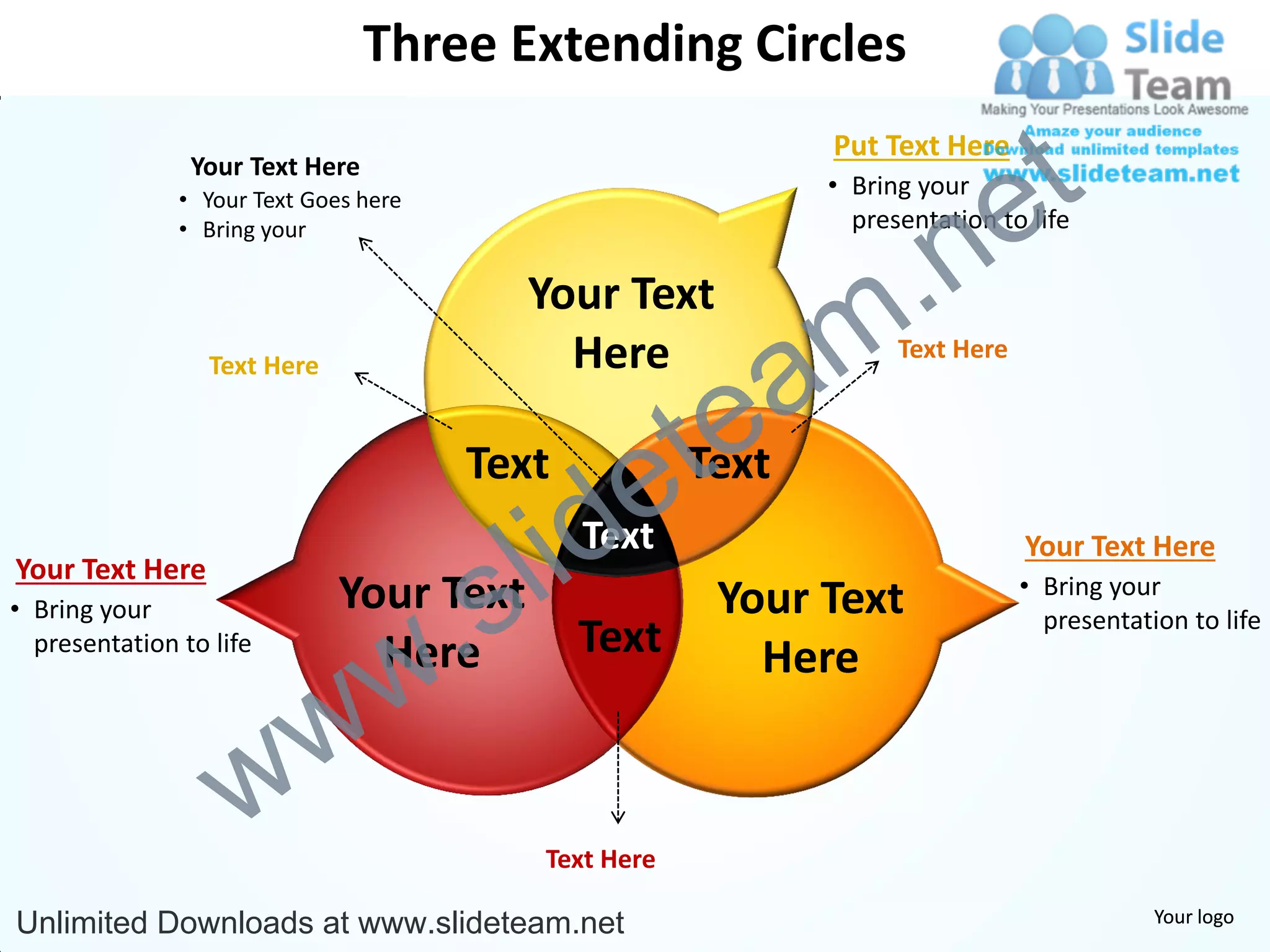 Three extending circles powerpoint diagrame templates 0712 | PDF