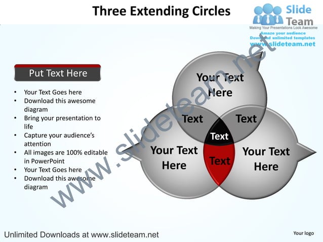 Three extending circles powerpoint diagrame templates 0712 | PDF