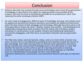 Three generations of distance education pedagogies | PPT