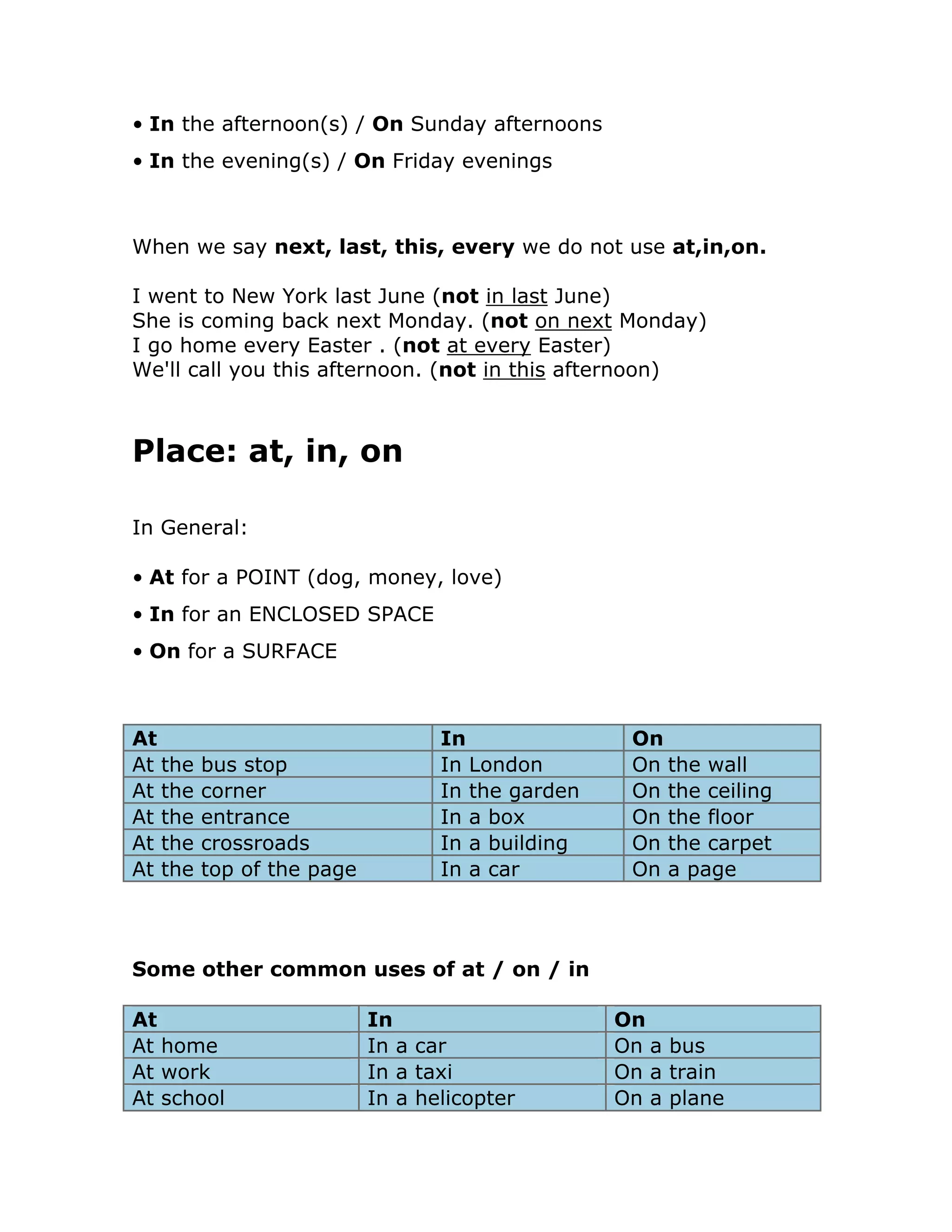 Three groups of prepositions | PDF
