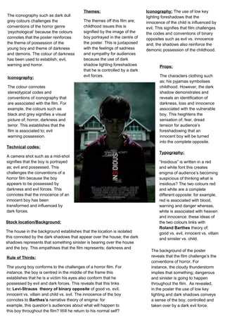 Three horror film poster analysis | PDF