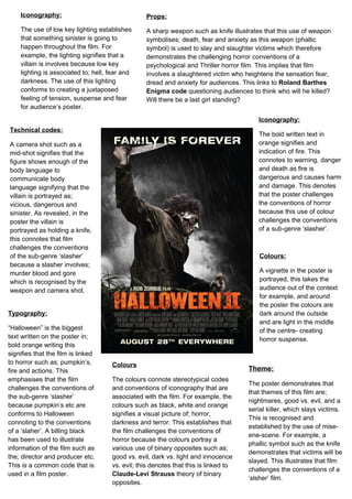 Three horror film poster analysis | PDF