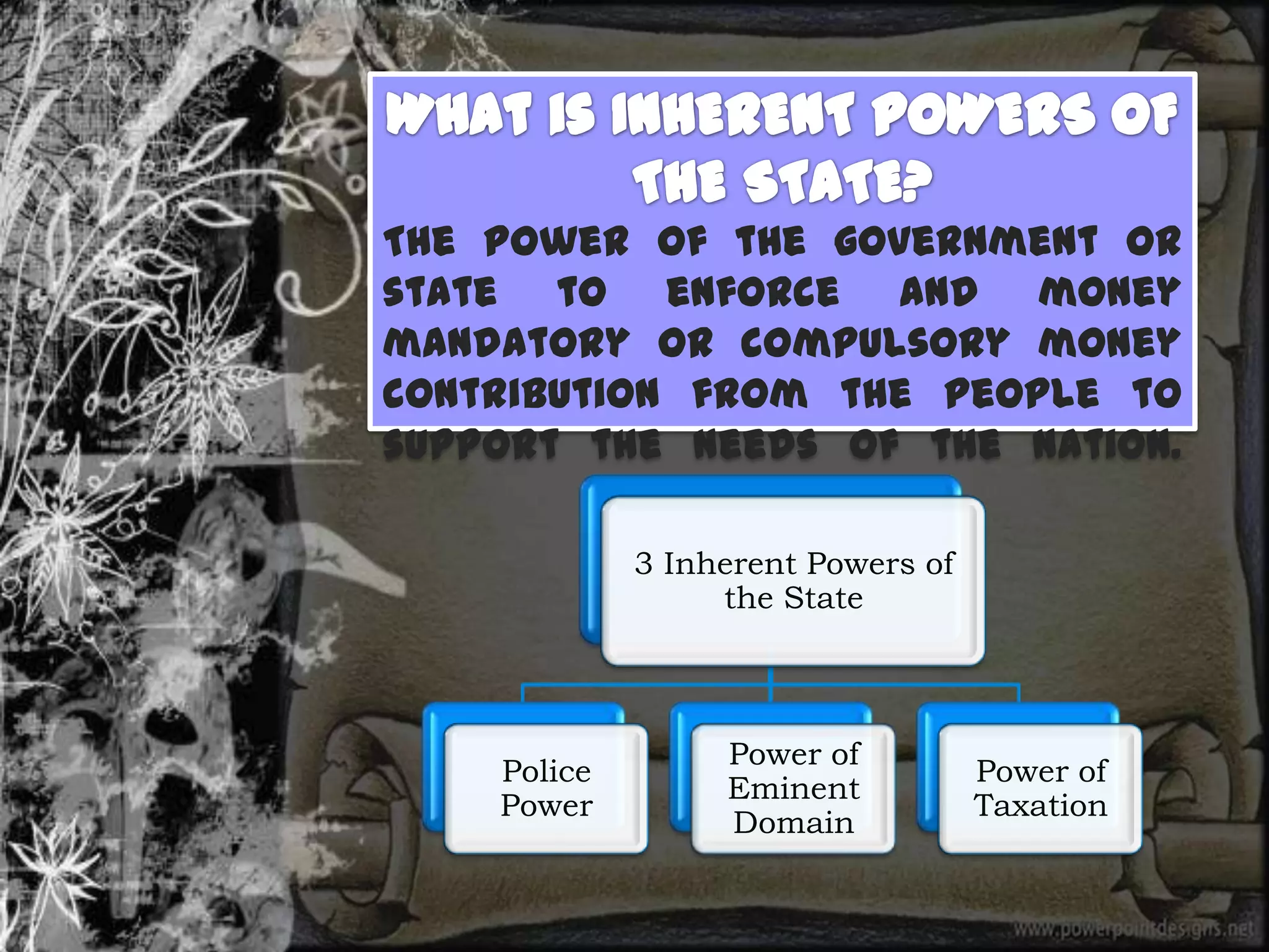Three inherent powers of the state | PPTX