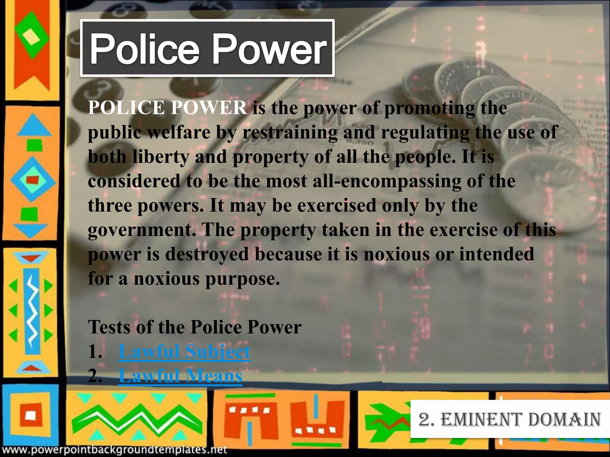 Three inherent powers of the state | PPTX
